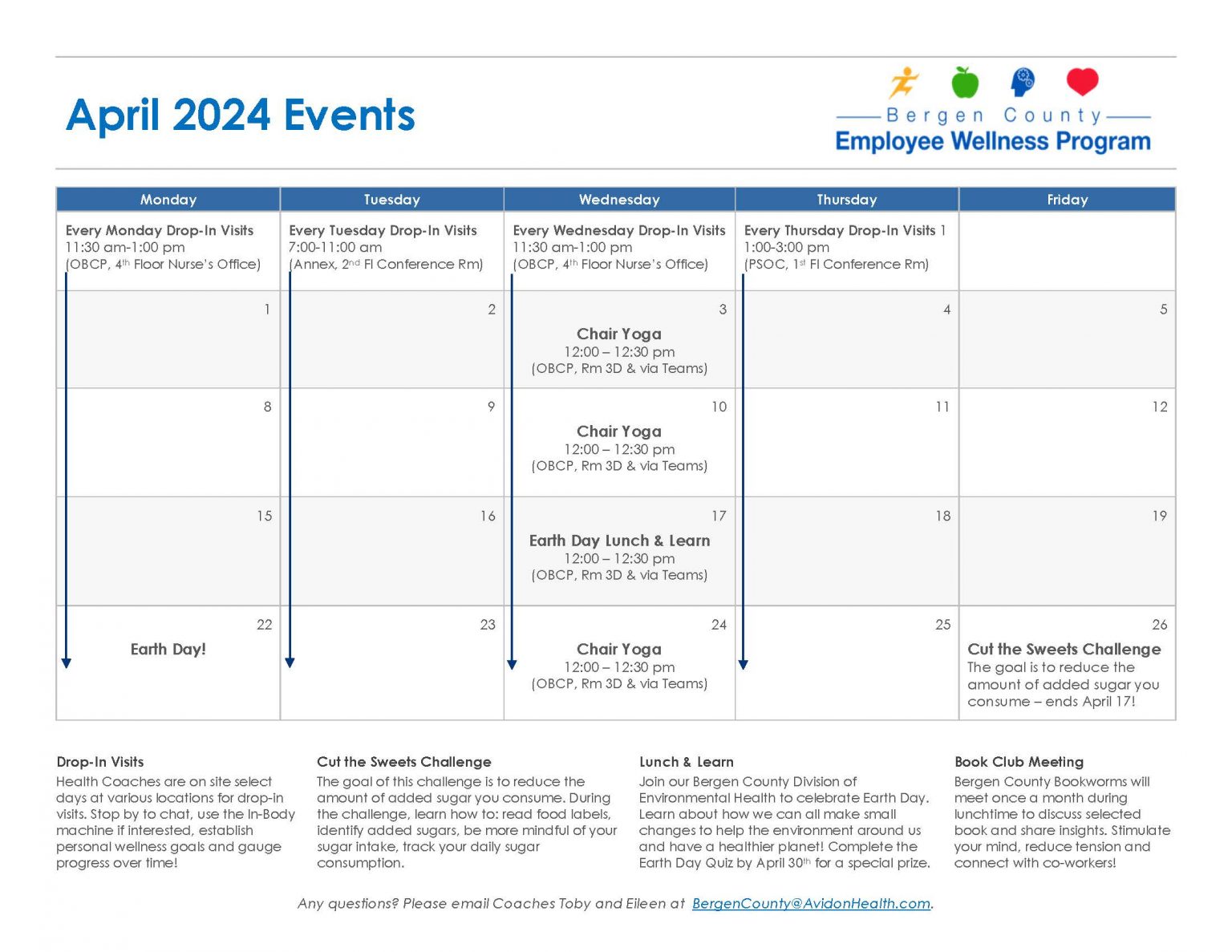 April 2024 Employee Wellness Calendar – Bergen County, NJ – Official ...